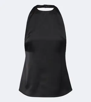 RÓHE Halterneck Satin Top - Black