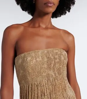 MARMAR HALIM Embellished Fringed Bustier Gown