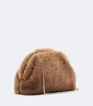 Amina Muaddi Camelia Embellished Shearling Clutch