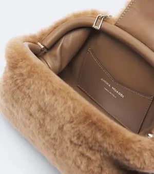 Amina Muaddi Camelia Embellished Shearling Clutch