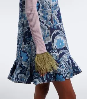 La DoubleJ Root Beer Floral Jacquard Minidress