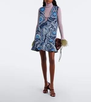 La DoubleJ Root Beer Floral Jacquard Minidress