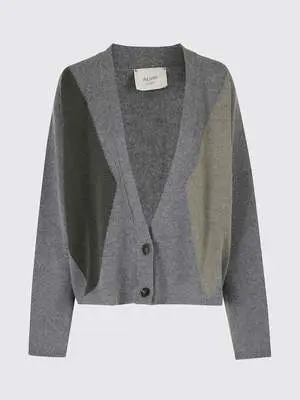 ALYSI Relaxed Fit Argyle Wool Blend Cardigan With V-neck