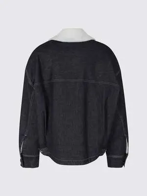 TELA Cotton Denim Jacket With Fur Collar