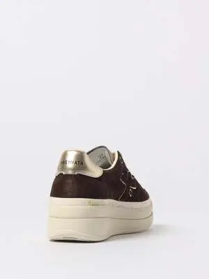 Premiata Micol Leather And Suede Platform Sneakers