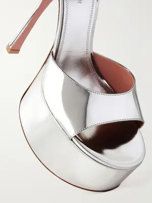 Amina Muaddi Aya155 Metallic Leather Platform Sandals
