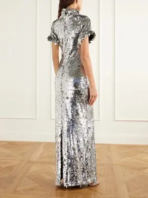 Brandon Maxwell Bex Sequin-embellished Charmeuse Gown