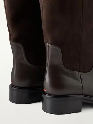 AeydĒ Theo 15 Shearling-trimmed Suede And Leather Knee Boots - Brown