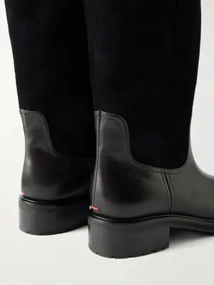 AeydĒ Theo 15 Shearling-trimmed Suede And Leather Knee Boots - Black