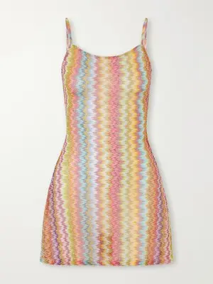 Missoni Open-back Striped Crochet-knit Mini Dress