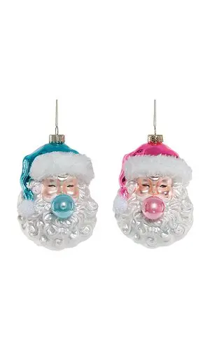 POPPY LANE Bubble Gum Santa Glass Ornament - Multi