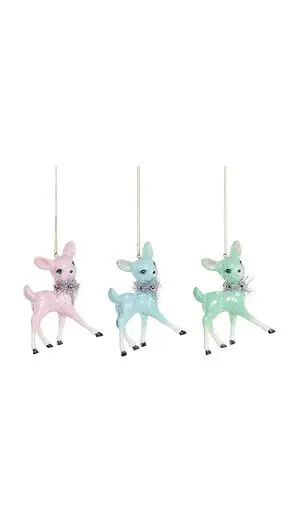 POPPY LANE Vintage Deer With Wreath Resin Ornament - Multi
