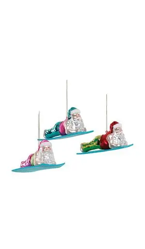 POPPY LANE Planking Santa Glass Ornament - Multi