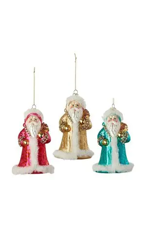 POPPY LANE Leopard Coat Santa Ornament - Multi