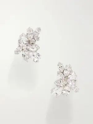 JENNIFER BEHR Octavia Crystal-embellished -tone Earrings - Silver