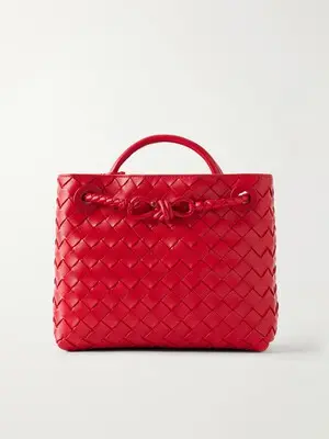 Bottega Veneta Andiamo Intrecciato Leather Shoulder Bag - Red