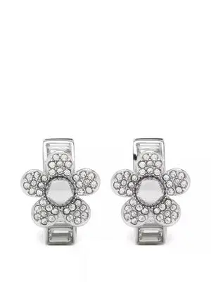Marc Jacobs Daisy Crystal Hoop Earrings - Silver