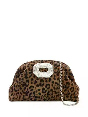 Amina Muaddi Camelia Clutch Leopard Suede