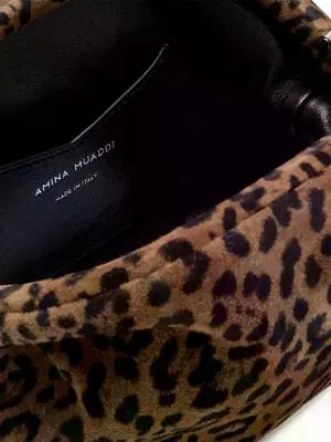 Amina Muaddi Camelia Clutch Leopard Suede