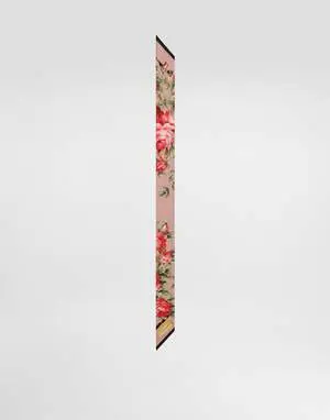 Dolce & Gabbana Rose Bouquet-print Silk Twill Bandeau 6x100 Scarves And Silks - Multicolor