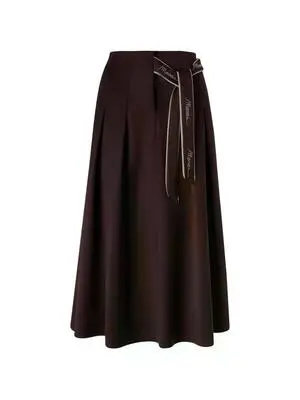 Antonio Marras Embroidered Logo-belt Midi Pleated Skirt - Brown