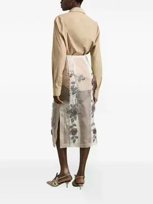Antonio Marras Embroidered Lace-panel Midi Skirt