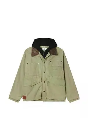 Izzue Hooded Panelled Jacket - Green