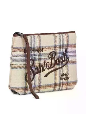 MC2 SAINT BARTH Aline Tartan-pattern Logo-embroidered Clutch Bag