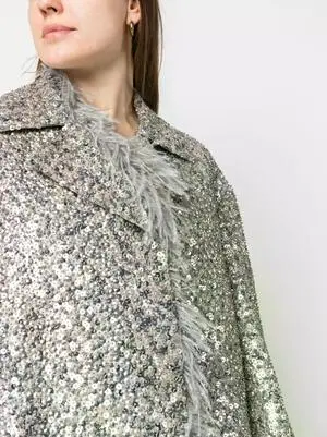 Valentino Garavani Embellished Feather-trim Coat