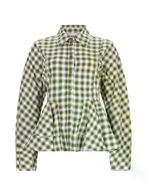 GANNI Check-pattern Peplum Shirt