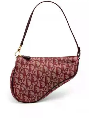 Dior 2004 Mini Diorissimo Canvas Saddle Pochette Shoulder Bag - Red