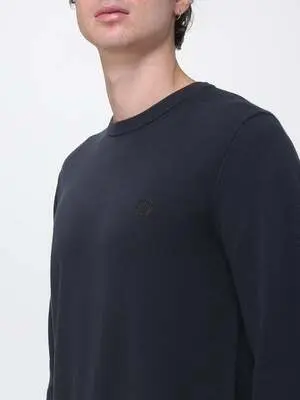 Fred Perry Crew Neck Cotton Sweater With Tone-on-tone Embroidered Logo - Navy