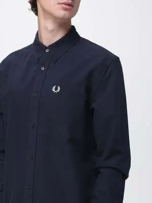 Fred Perry Stretch Cotton Shirt With Button-down Collar And Logo