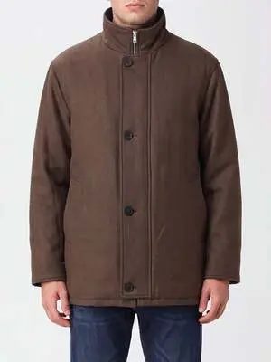 Auralee Short Wool And Sheep Leather Coat With High Collar - Brown