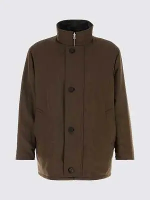 Auralee Short Wool And Sheep Leather Coat With High Collar