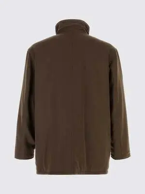 Auralee Short Wool And Sheep Leather Coat With High Collar