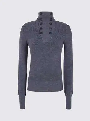 Paloma Wool Slim Fit Merino Wool Turtleneck Sweater With Button Closure - Grey
