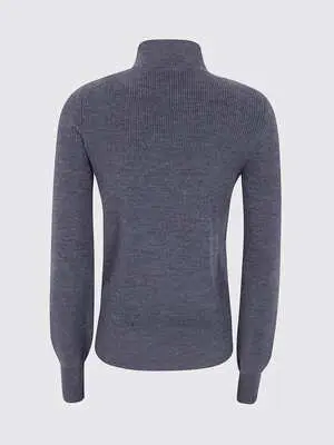 Paloma Wool Slim Fit Merino Wool Turtleneck Sweater With Button Closure - Grey