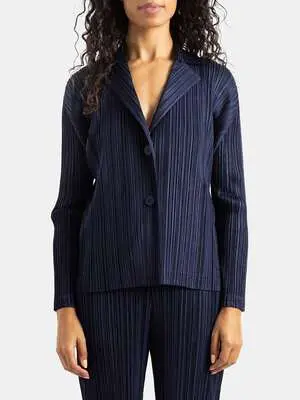 Issey Miyake Single-breasted Cropped Blazer - Blue