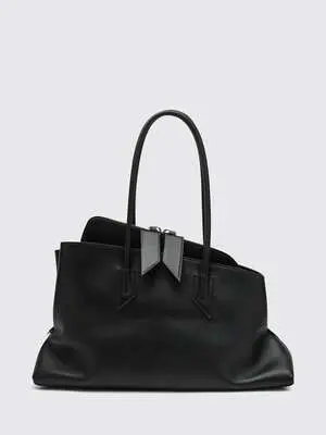 Attico La Passeggiata Asymmetric Smooth Leather Shoulder Bag With Double Zip - Black