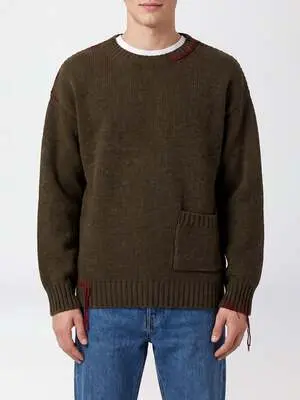 AMISH SUPPLIES Wool Crewneck Sweater With Contrast Stitching - Mud