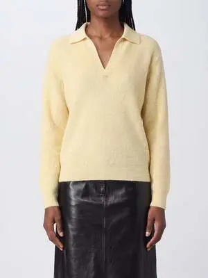 Auralee V-neck Long-sleeved Knit Polo In Alpaca Blend - Ecru