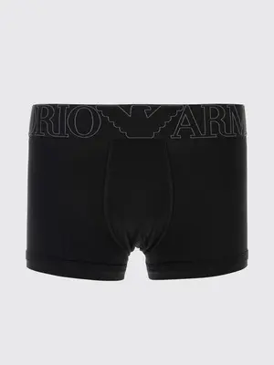 Emporio Armani Stretch Cotton Boxer Briefs With Logo Waistband - Black