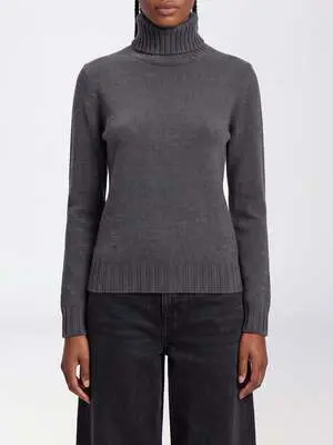 Fabiana Filippi Slim Fit Pure Cashmere Turtleneck With Ribbed Trims Grey