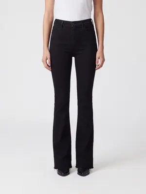 MOTHER The Hustler Ankle Fray High-waisted Cropped Flared Jeans - Black