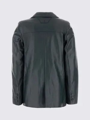 SALVATORE SANTORO Double-breasted Leather Blazer With Peak Lapels