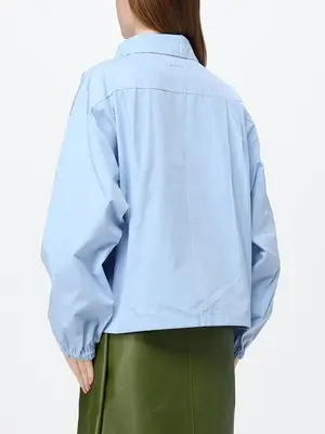 Marni Relaxed Fit Cotton Blouse With Dropped Shoulders And Drawstring Hem