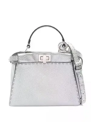 Fendi 2000-2010 Mini Selleria Peekaboo Iconic Satchel - Silver