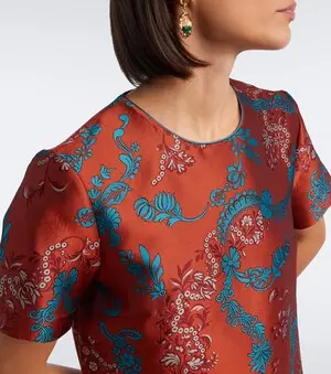 La DoubleJ Mini Swing Floral Jacquard Minidress
