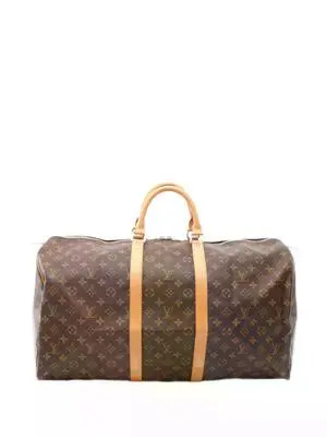 LOUIS VUITTON 2001 Monogram Keepall 55 Travel Bag - Brown